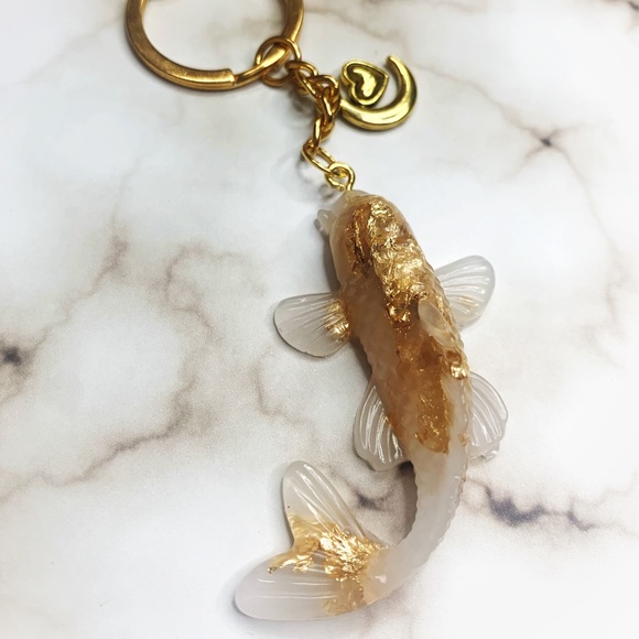 Hand Crafted | Accessories | Gold And White Koi Fish Key Ring | Poshmark